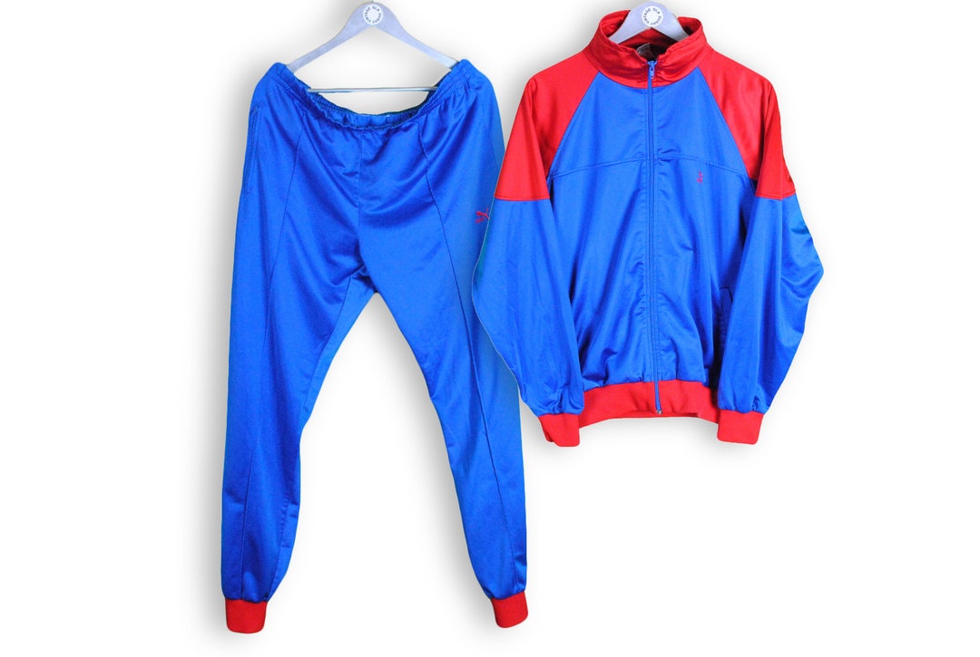 Vintage PUMA Tracksuit Red Blue Color Size L/XL Oversize Retro Hipster ...