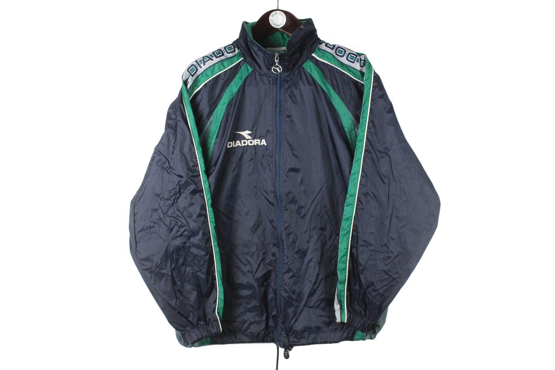 Vintage DIADORA Track Jacket Size Men's S Authentic Retro Navy Blue 90s ...