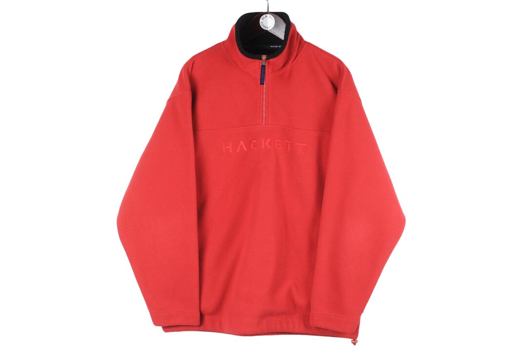 Vintage HACKETT Fleece Sweater 1/4 Zip Size L Men's Authentic Small ...