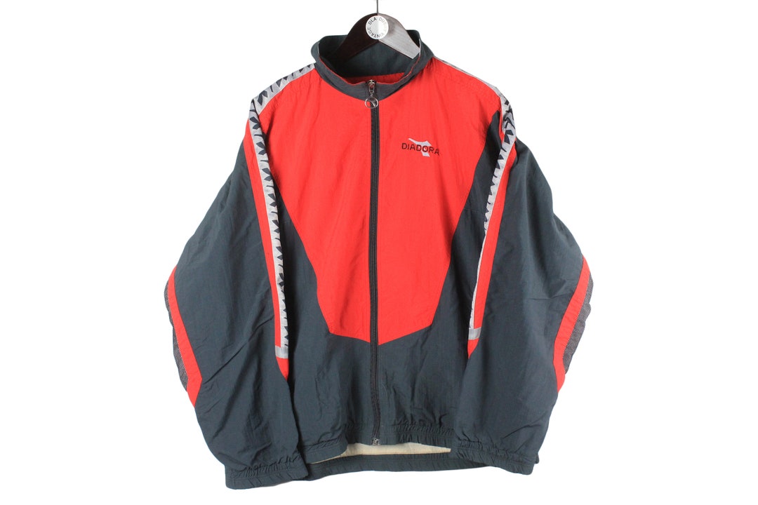 Vintage DIADORA Track Jacket Size Men's M Authentic Retro Red Colorway ...