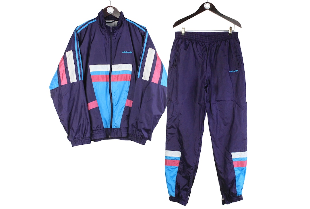Vintage ADIDAS Tracksuit Size XL Purple Retro Sport Clothing Rave 90's ...