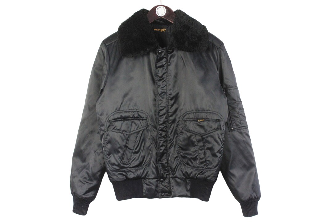 Vintage WRANGLER Fly Jacket Collared Bomber Intermediate Size L Men's ...