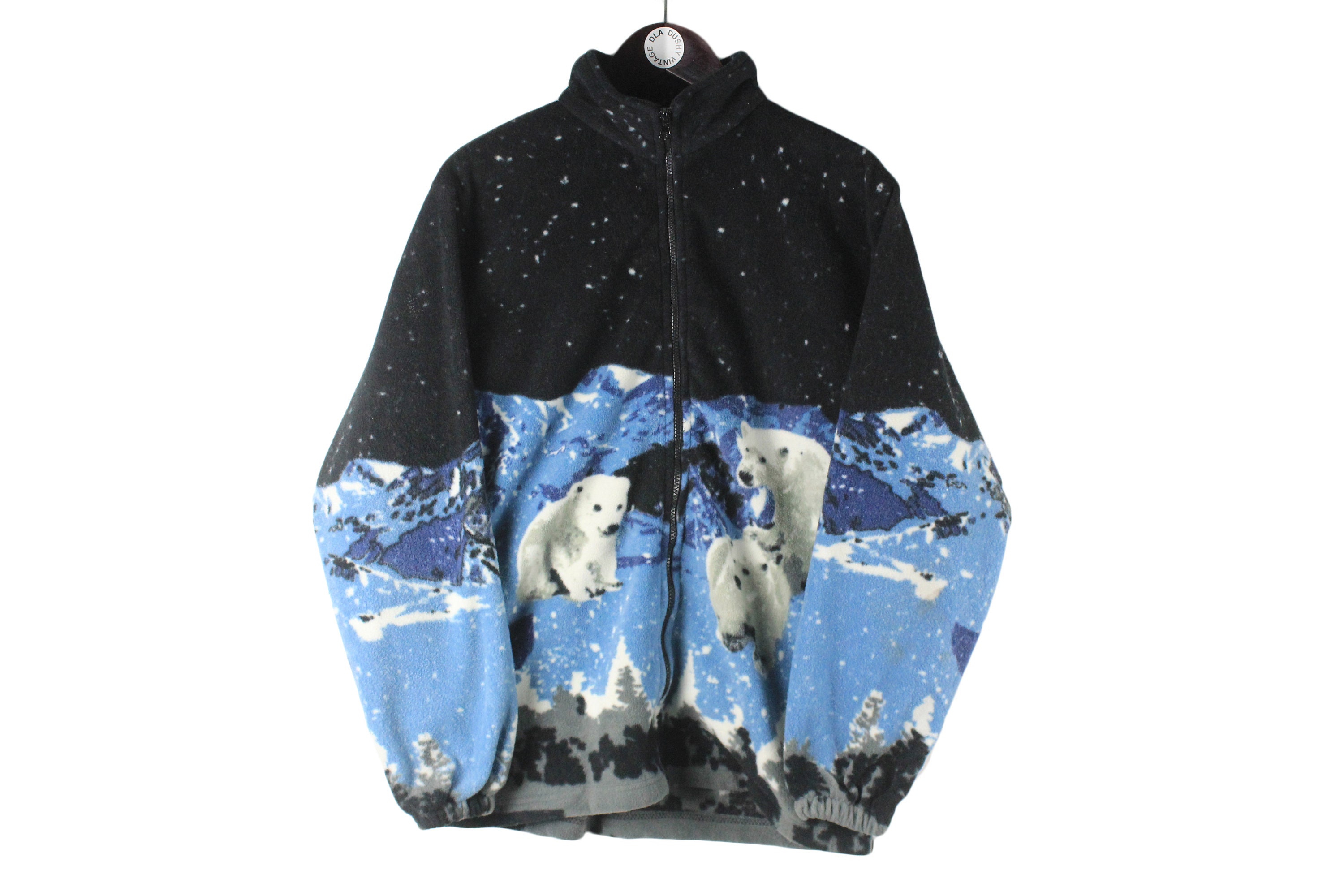 Vintage FLEECE Bear Nature Pattern Men's Size M Full Zip - Etsy
