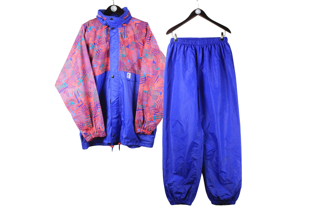 Vintage K-WAY Suit Jacket + Pants Men's Size XL Blue Purple Authentic ...