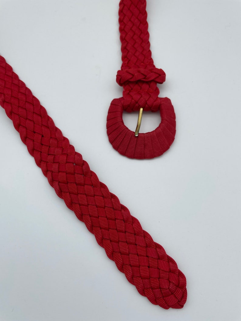 Vintage Red Wide Fabric Woven Belt With Gold Hardware, Intrecciato ...