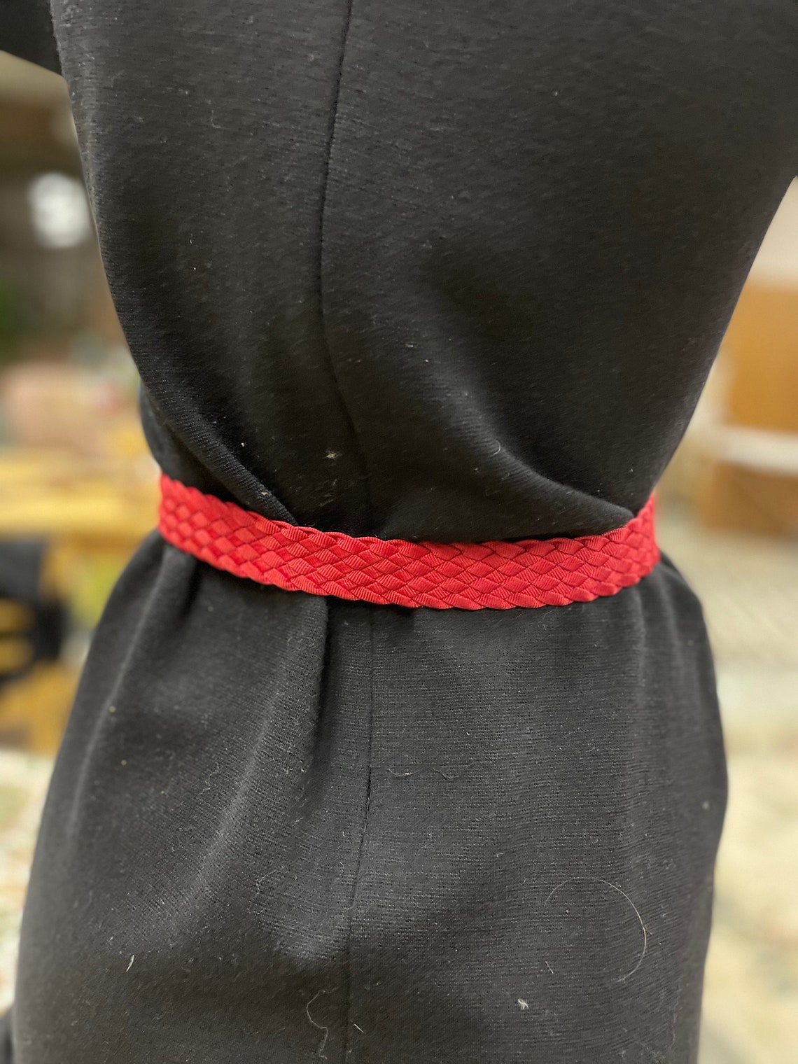 Vintage Red Wide Fabric Woven Belt With Gold Hardware, Intrecciato ...
