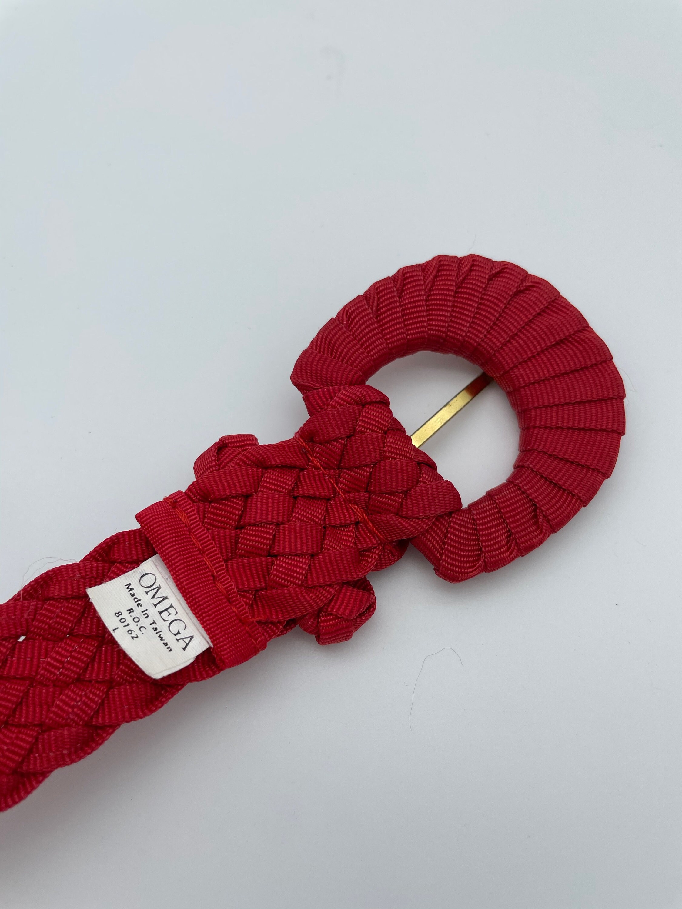 Vintage Red Wide Fabric Woven Belt With Gold Hardware, Intrecciato ...