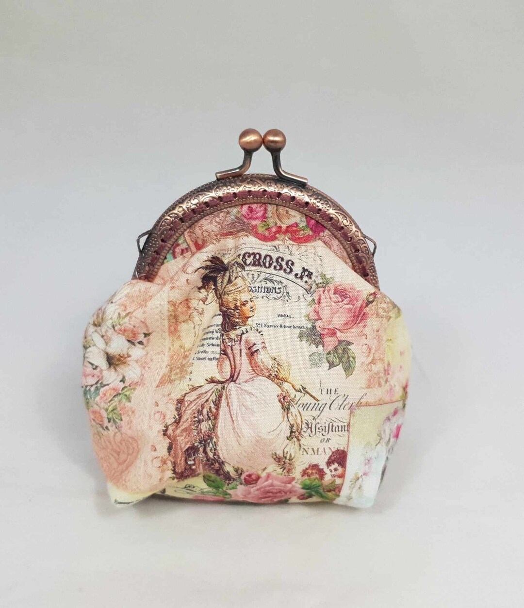 Clip Purse Fabric, Rococo, Roses, Steampunk, Small Purse, Clip Purse ...