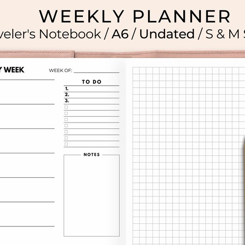 Undated Weekly Planner Printable Week on Two Pages Printable - Etsy
