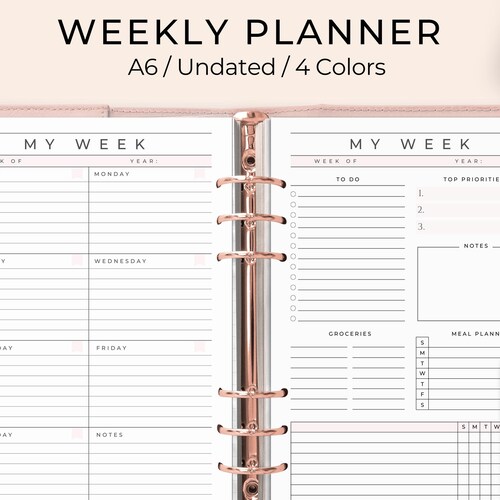 Undated Weekly Planner Printable Week on Two Pages Printable - Etsy