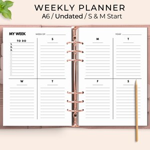 Weekly Planner Printable, Week at a Glance Printable, Weekly Planner ...