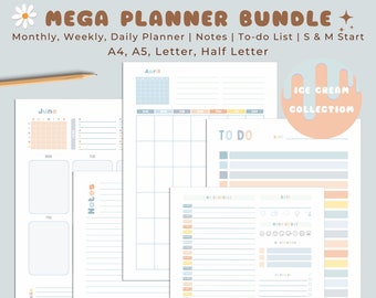 Daily Weekly Monthly Planner Bundle, to Do List, Notes,printable ...
