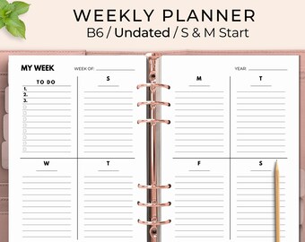 Weekly Planner Printable, Week at a Glance Printable, Weekly Planner ...