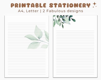 Green Printable Stationary, Printable Writing Paper, Printable Paper ...