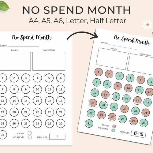 Printable No Spend September Challenge Tracker Savings - Etsy