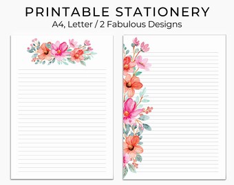 Boho Floral Printable Stationery Printable Writing Paper | Etsy
