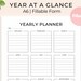 Year at a Glance Planner 2022, Yearly Overview Printable, Yearly ...