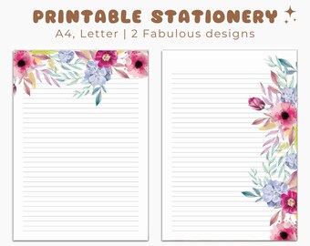 Wildflower Stationery Boho Stationery Border Stationery - Etsy