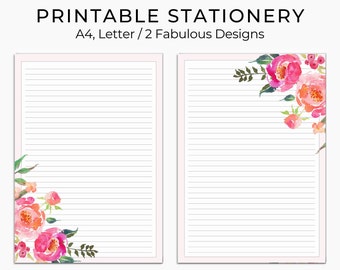 Pastel Floral Printable Writing Paper Printable Stationery | Etsy