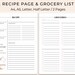 Printable Recipe Page, Grocery List Printable, Recipe Planner ...