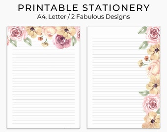 Pastel Floral Printable Writing Paper Printable Stationery | Etsy