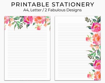 Printable Watercolor Floral Stationery Writing Paper | Etsy