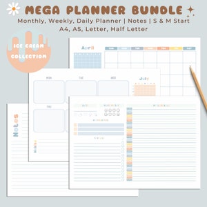 Planner Bundle Printable, Daily Weekly Monthly Planner Bundle ...