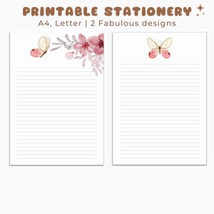 Boho Floral Printable Stationery, Printable Writing Paper, Printable ...