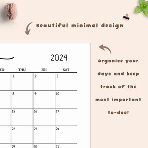 2024 Large Calendar Printable, Desk Calendar 2024, Minimalist Big Wall ...