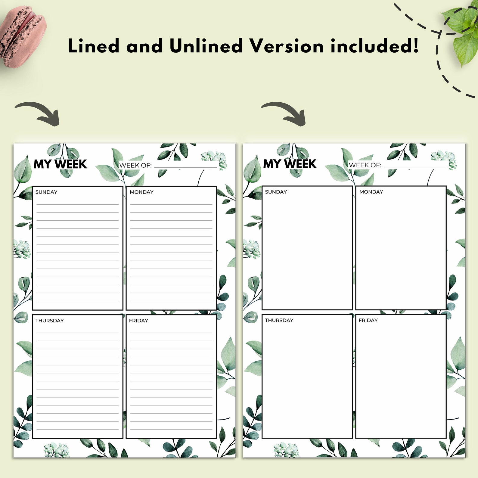 Weekly Planner Printable Week at a Glance Printable Weekly | Etsy