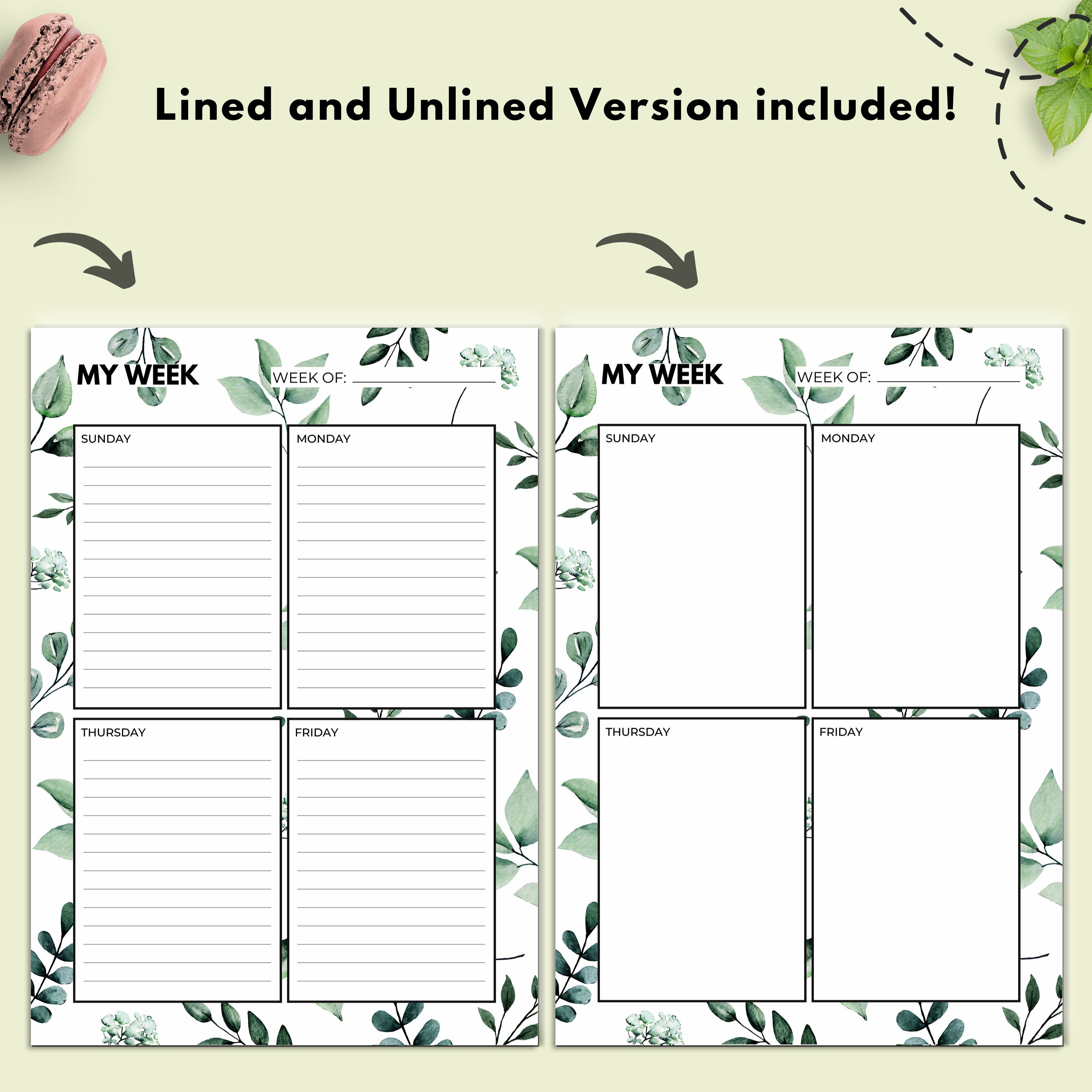 Weekly Planner Printable Week at a Glance Printable Weekly | Etsy
