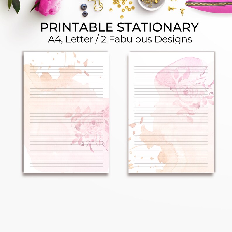Watercolor Printable Stationary Printable Writing Paper | Etsy