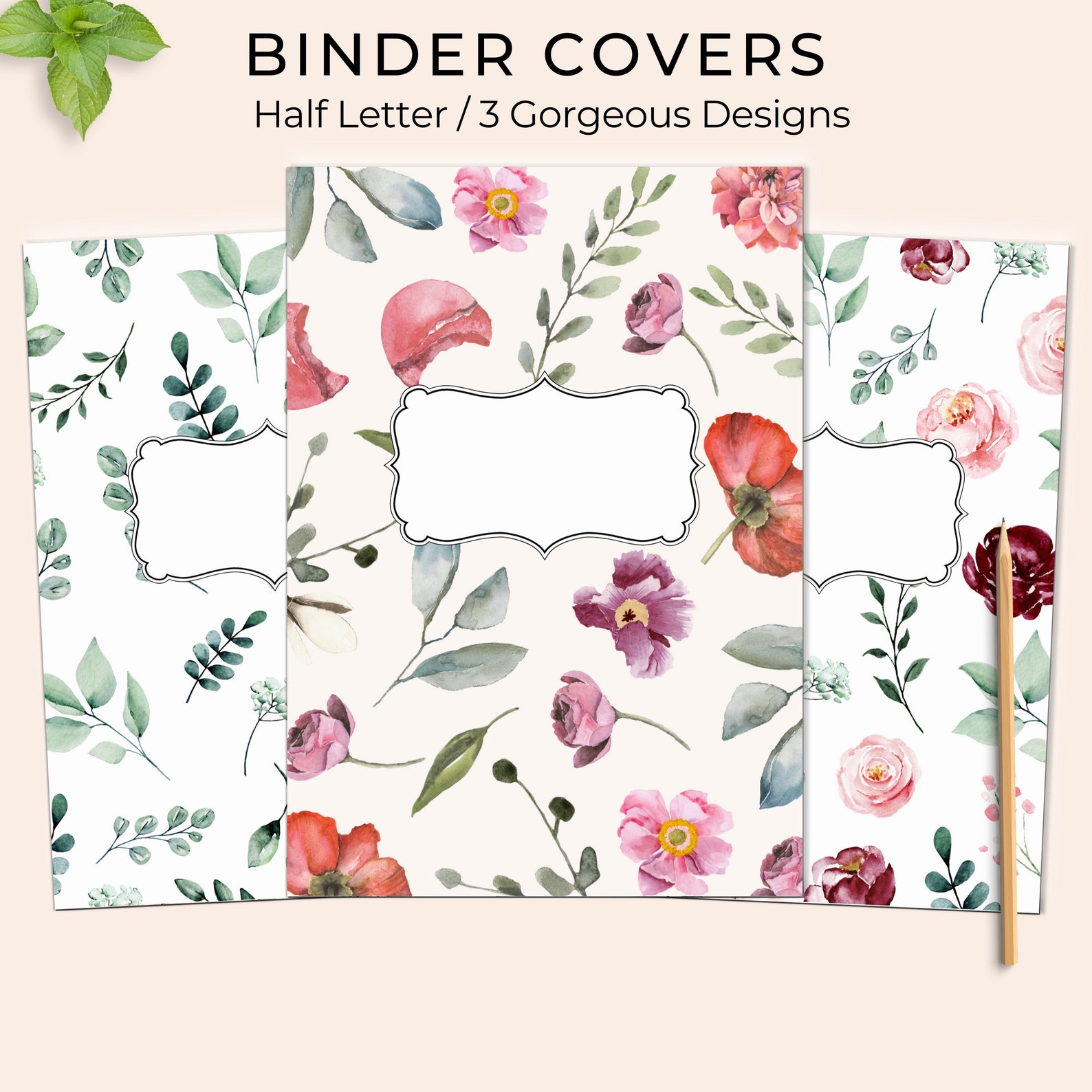 Printable Binder Covers Set of 3 Covers Planner Printable - Etsy