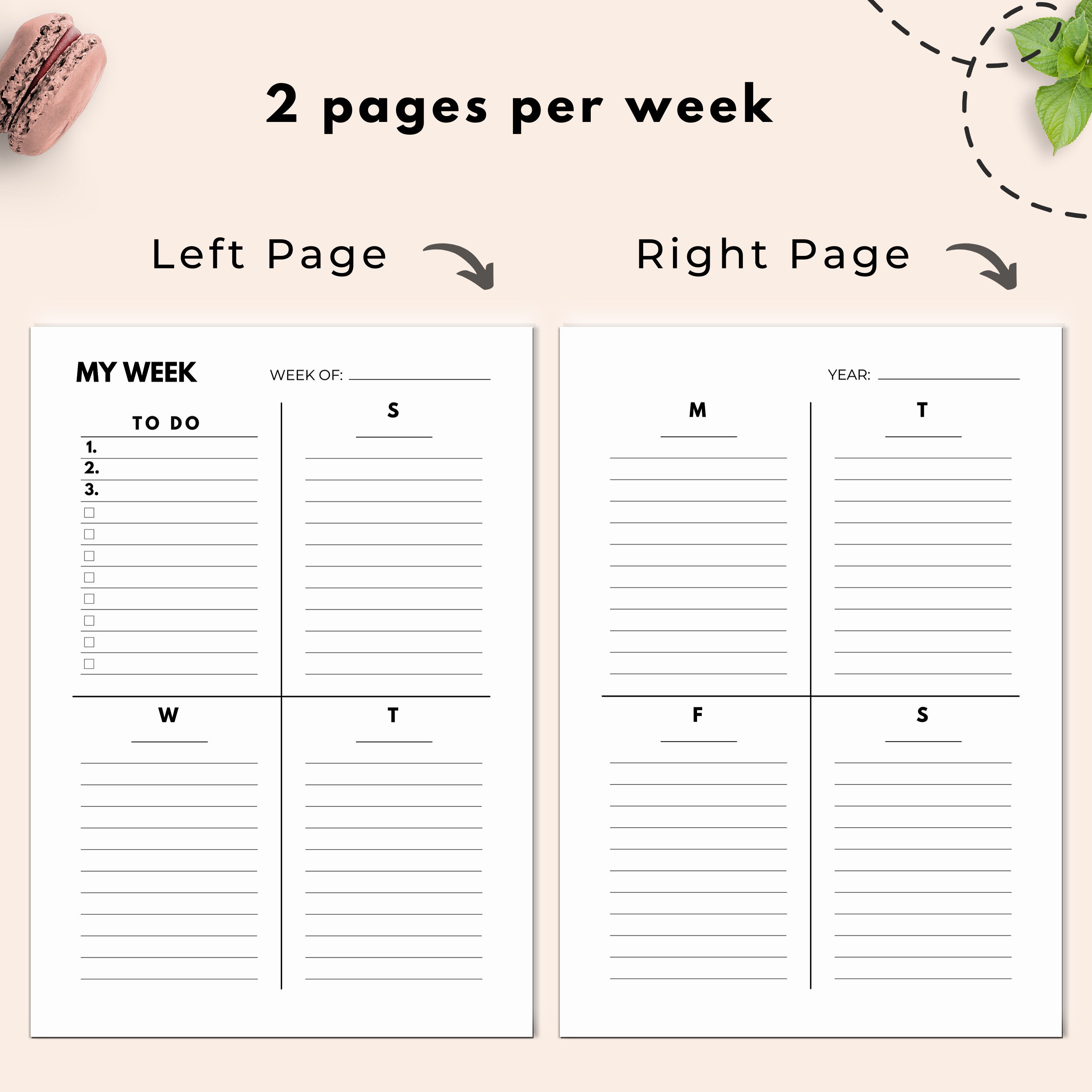 Weekly Planner Printable Week at a Glance Printable Weekly | Etsy