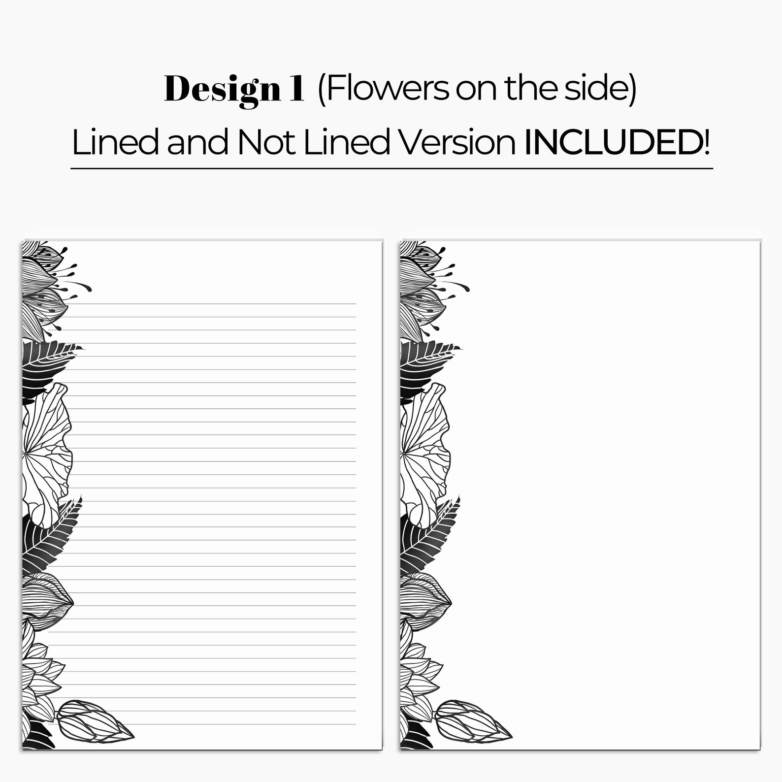 Black and White Printable Stationary Printable Writing Paper - Etsy