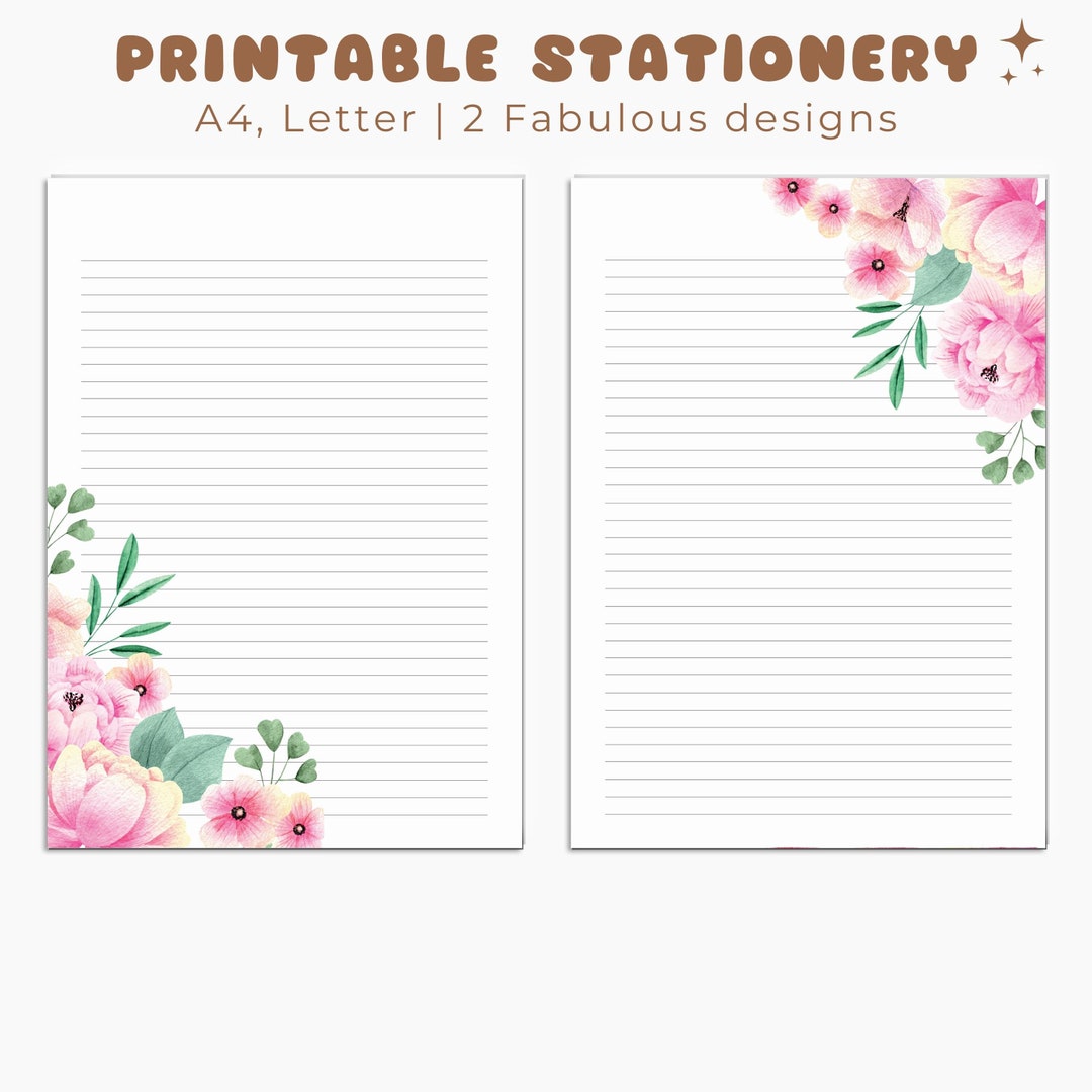 Printable Watercolor Floral Stationery, Writing Paper Printable ...