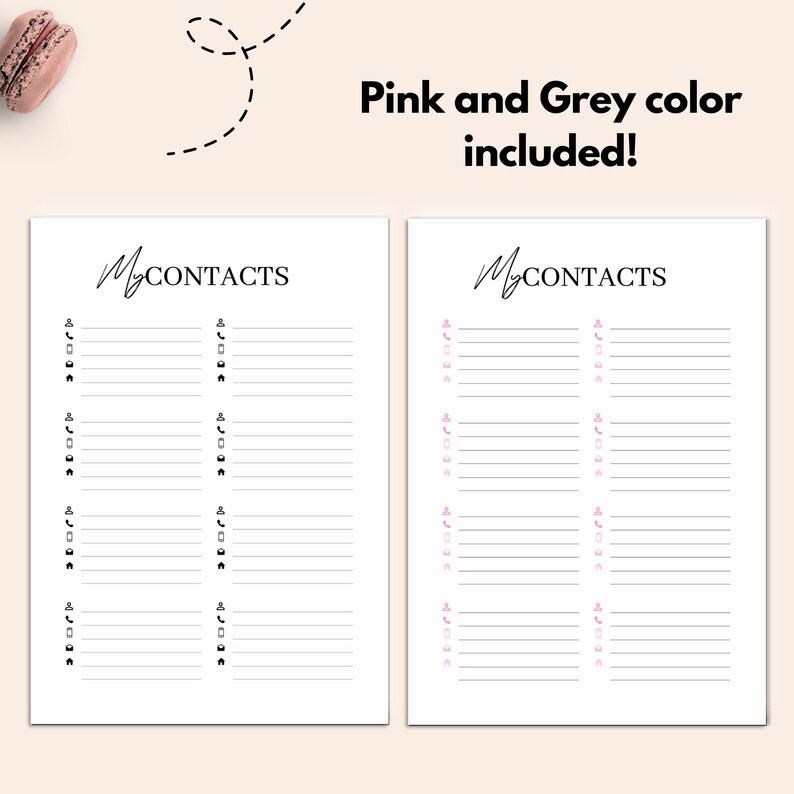 Printable Contacts Page Address Book Contact Book Printable - Etsy