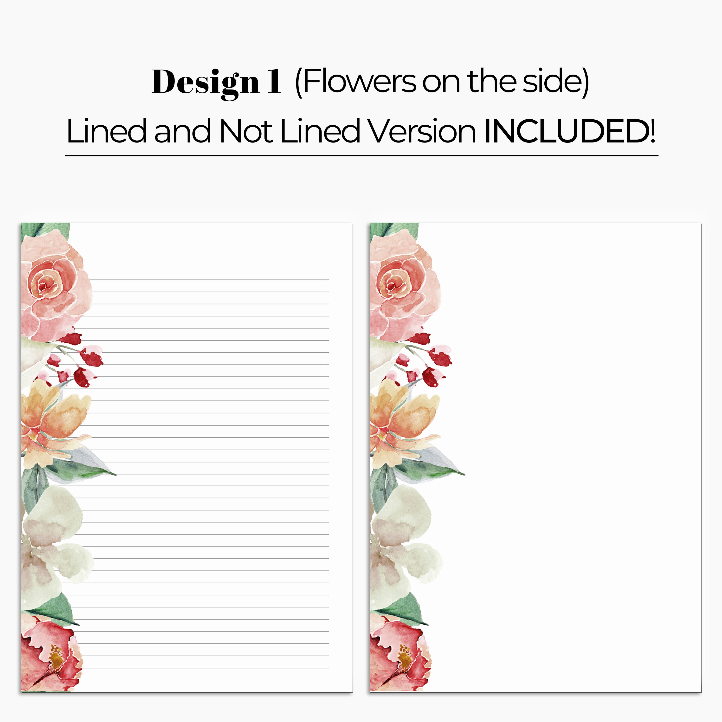 Floral Stationery Printable Printable Stationery Paper - Etsy