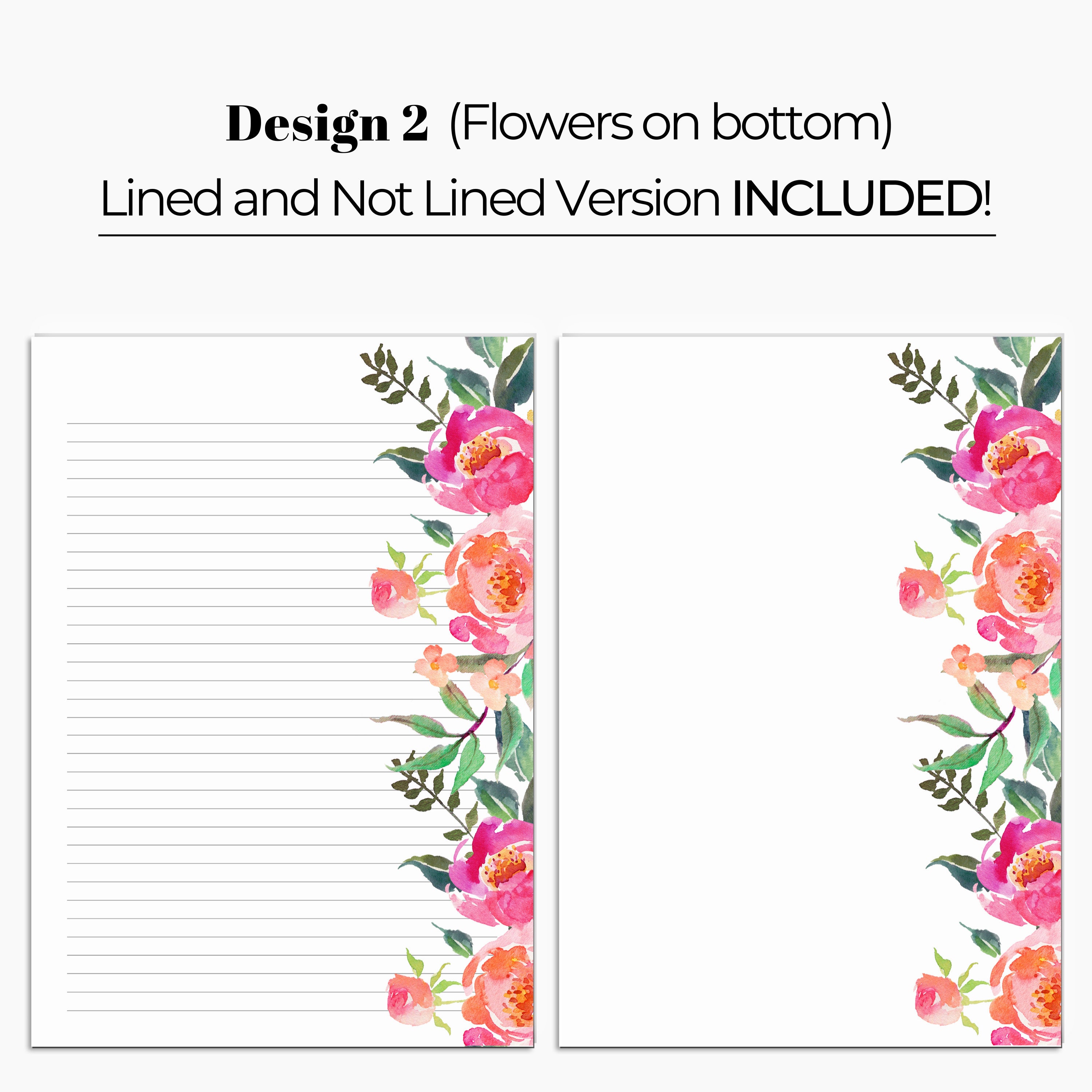 Printable Watercolor Floral Stationery Printable Writing - Etsy