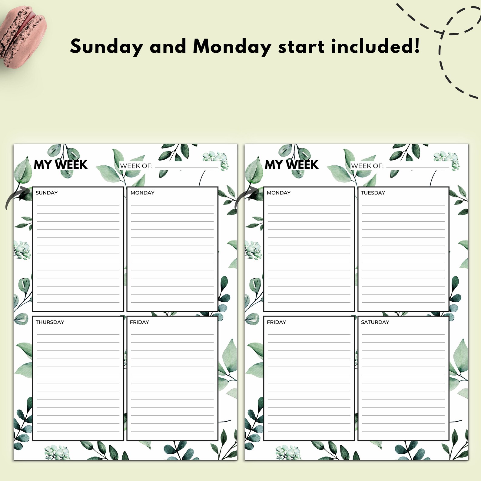 Weekly Planner Printable Week at a Glance Printable Weekly | Etsy