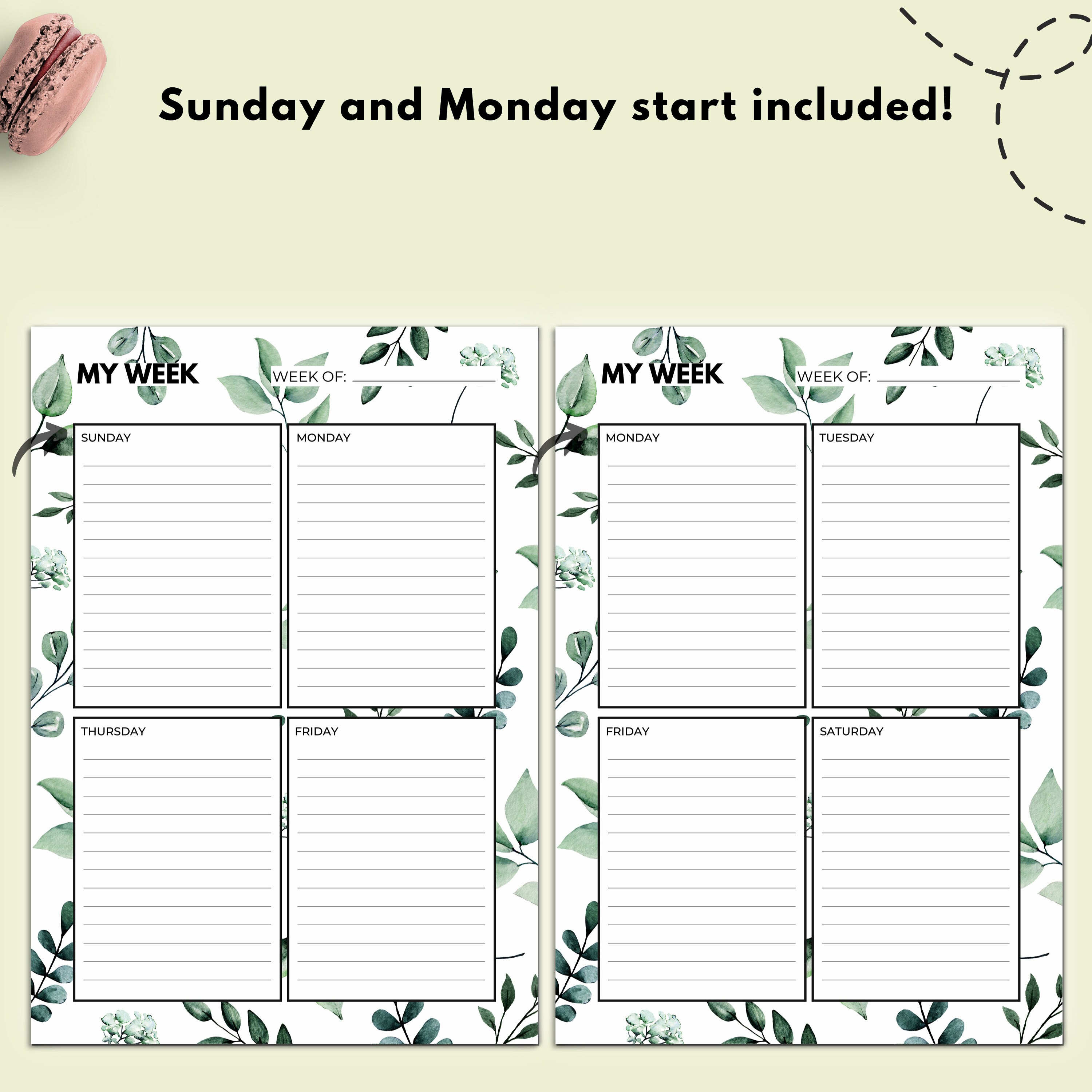 Weekly Planner Printable Week at a Glance Printable Weekly | Etsy