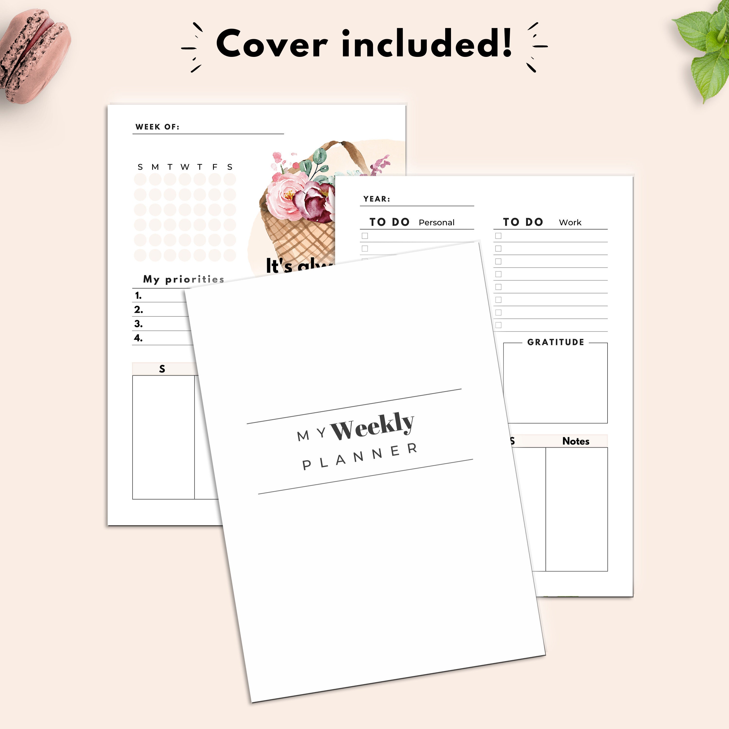 Weekly Planner Printable Week at a Glance Printable Weekly - Etsy
