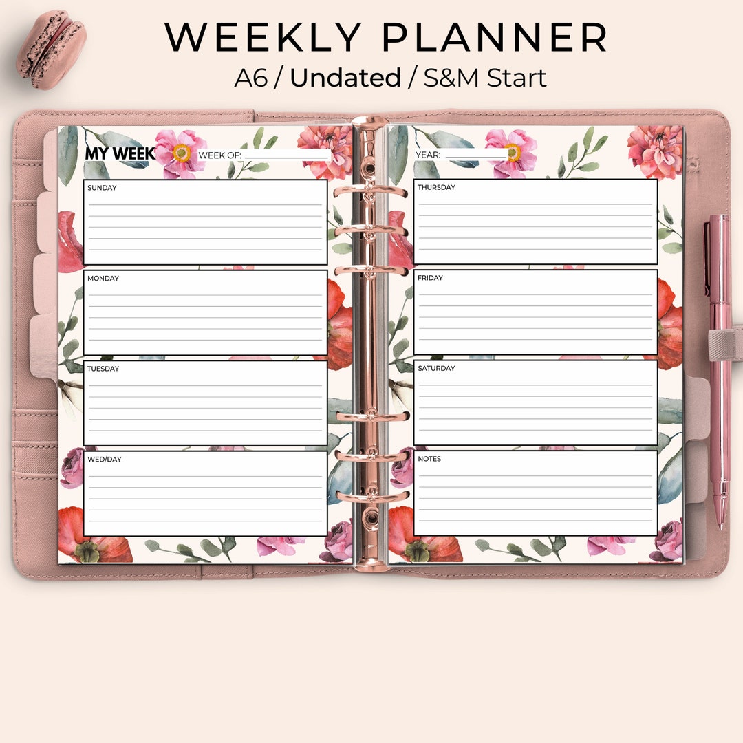 Weekly Planner Printable Week on Two Pages WO2P Planner - Etsy
