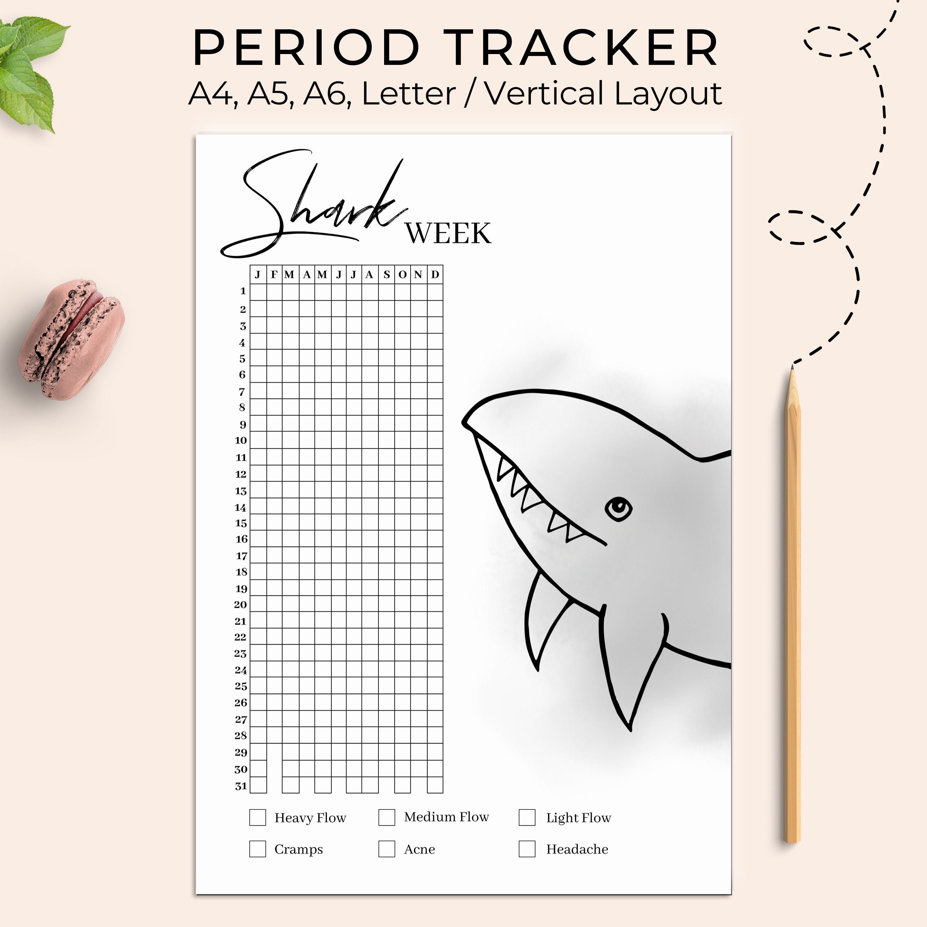 Period Tracker Printable Cycle Tracker Menstual Cycle - Etsy