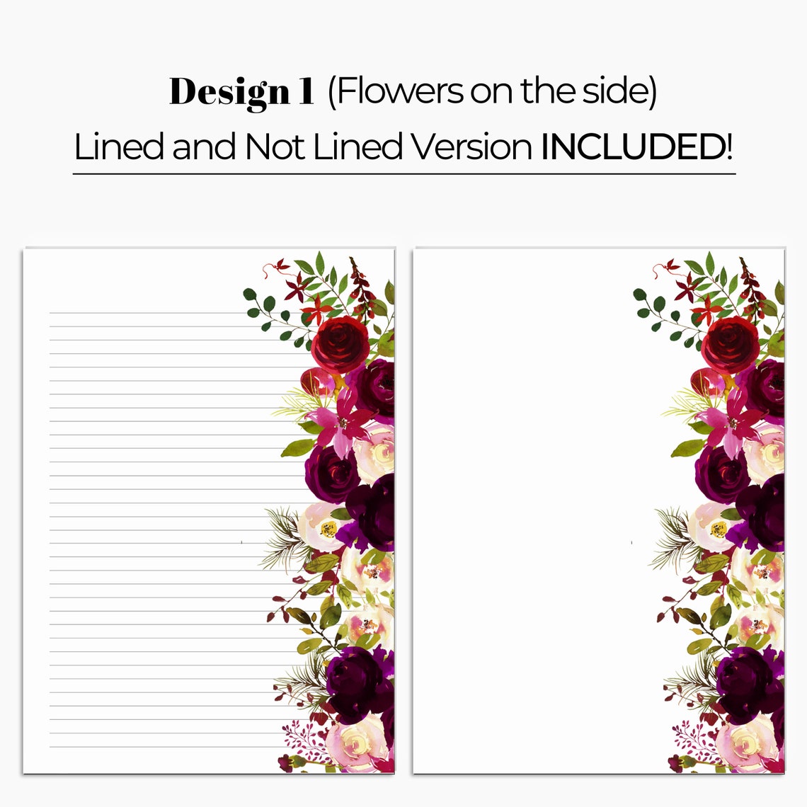 Purple Floral Printable Stationery Letter Printable - Etsy