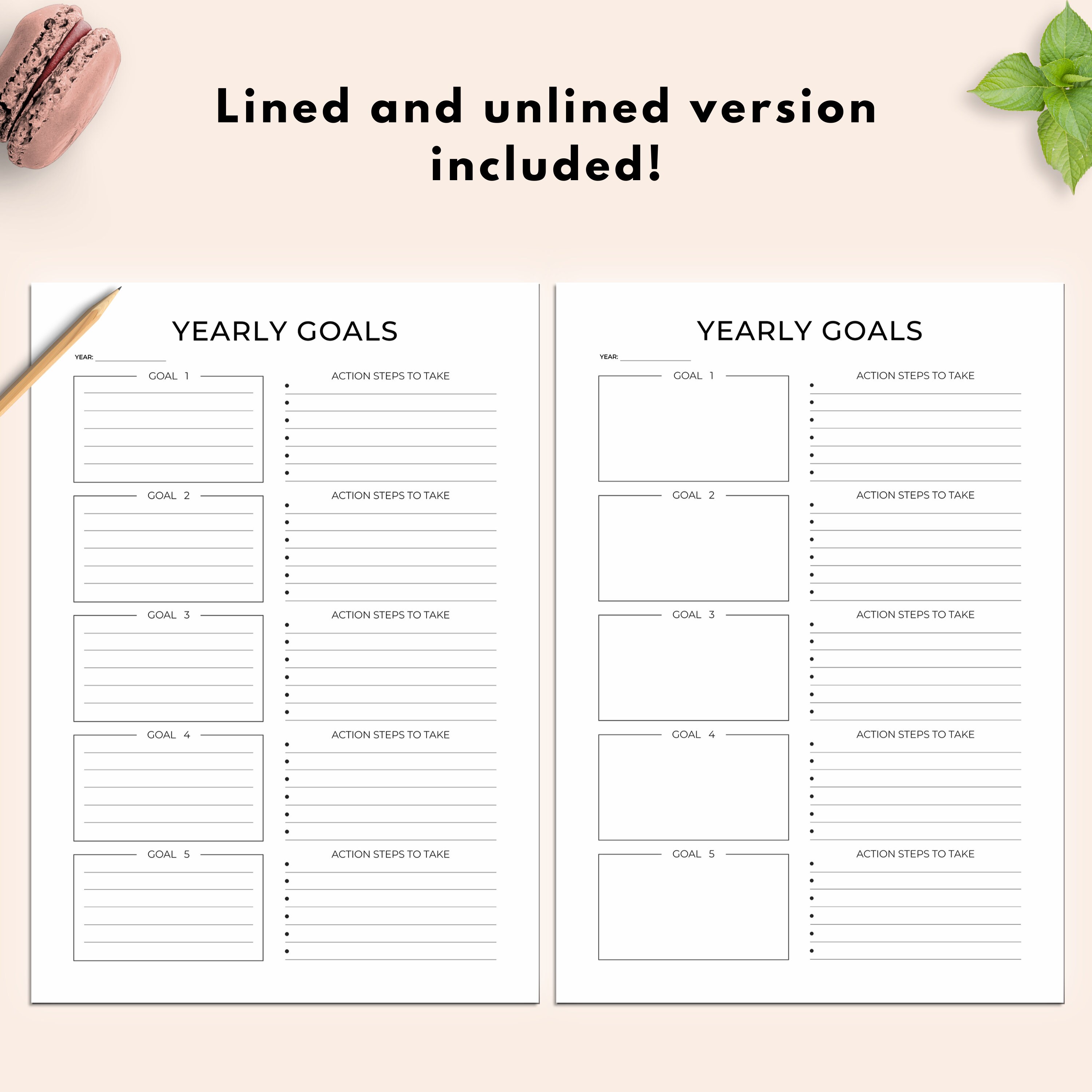 Yearly Goals Planner Printable Productivity Planner Goal | Etsy