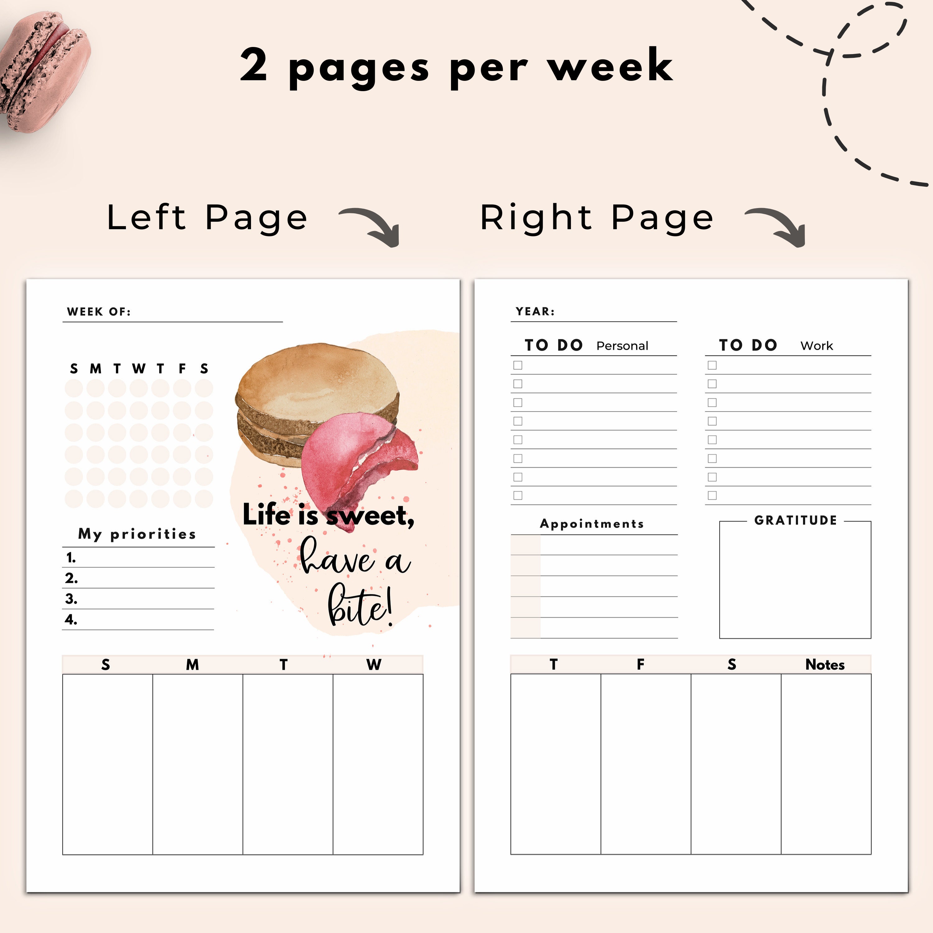 Weekly Planner Printable Week at a Glance Printable Weekly | Etsy
