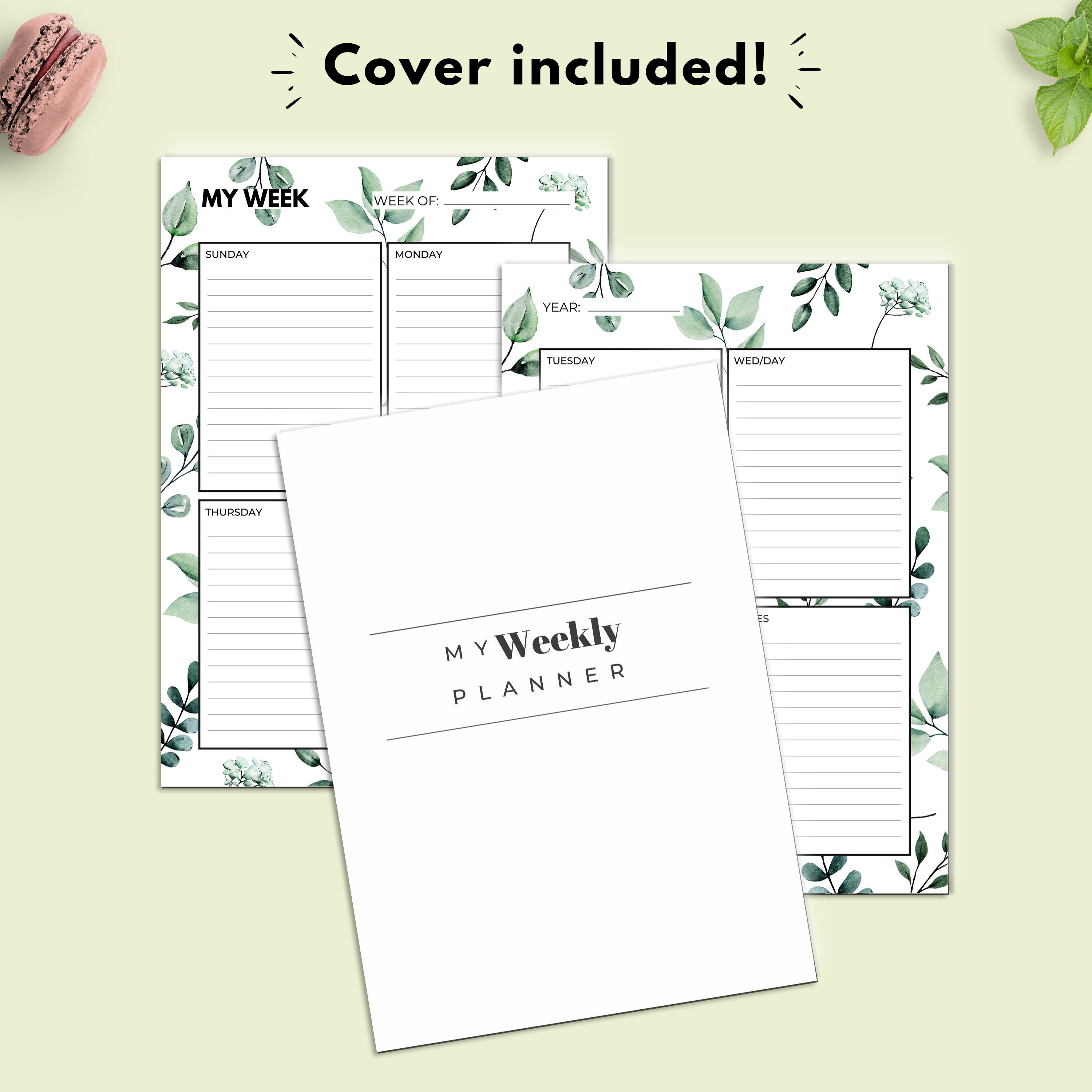 Weekly Planner Printable Week on Two Pages WO2P Planner | Etsy