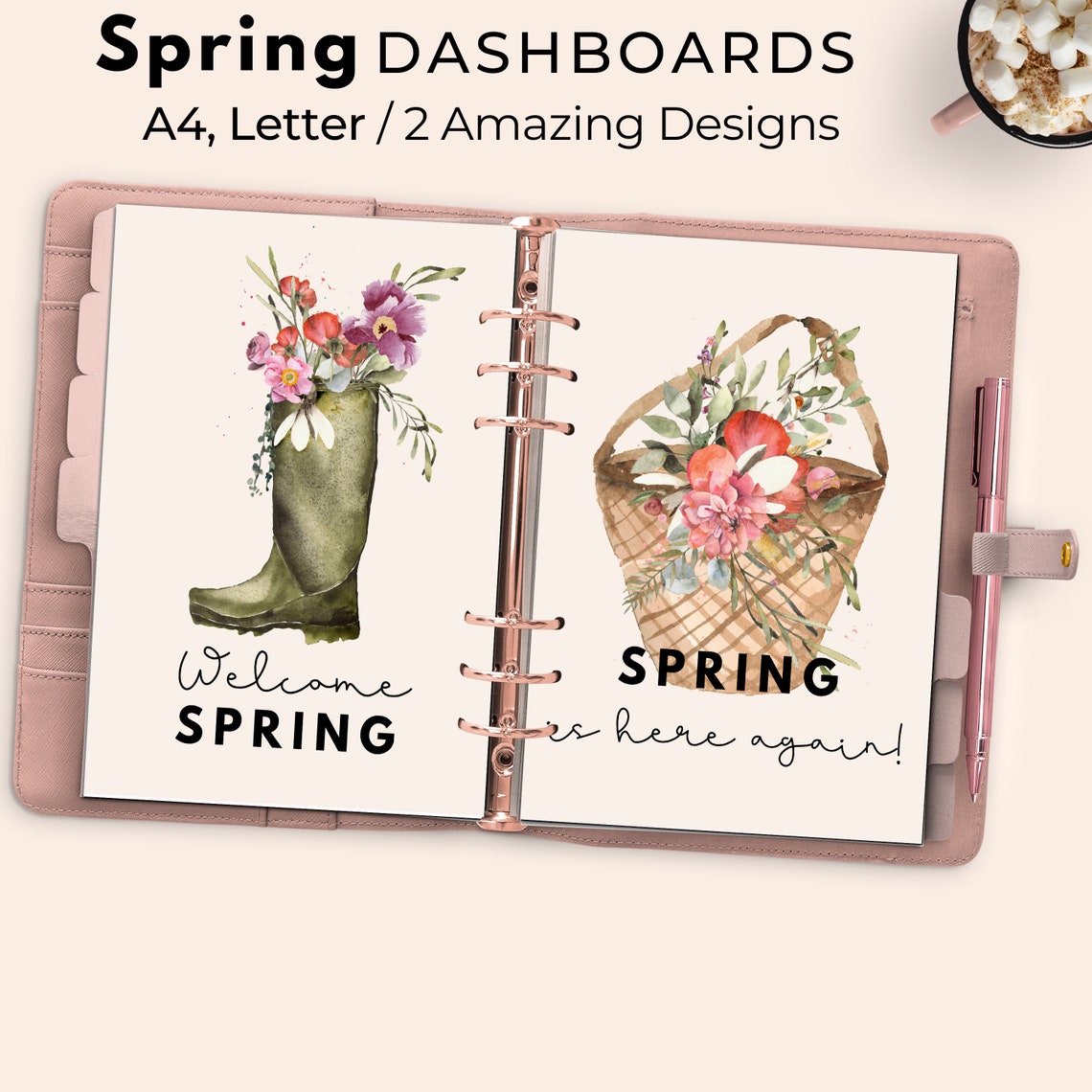 Printable Dashboard Floral Planner Cover Printable Floral - Etsy