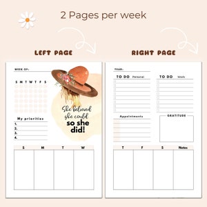 Weekly Planner Printable, Week at a Glance Printable, Weekly Planner ...